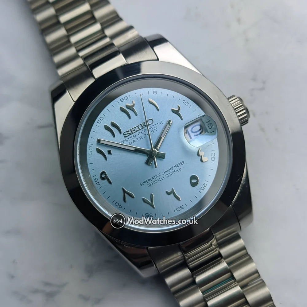 Tiffany Blue Arabic Dial Non Fluted DateJust NH35 Build | Mod Watches